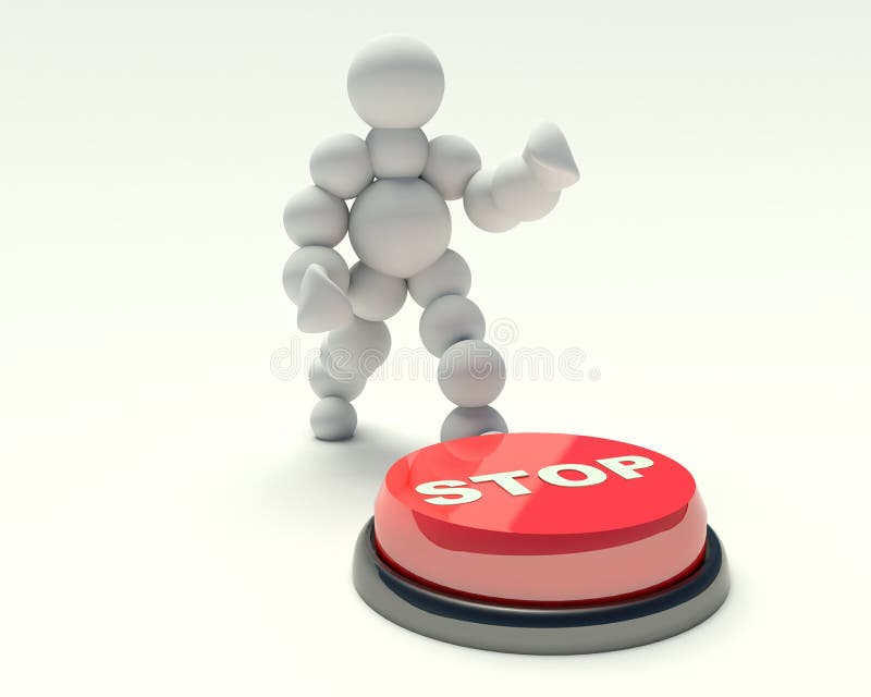 Emergency Stop Button - 3d Man Stock Illustration - Illustration of ...
