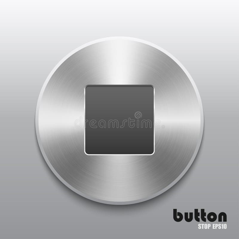 Stop Button with Brushed Metal Texture on Gray Background Stock Vector ...