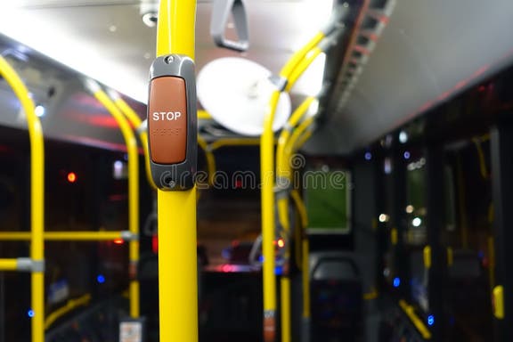 Stop Button on a Bus stock image. Image of button, bokeh - 240151591