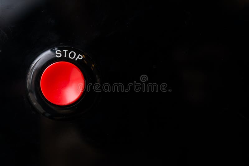 Stop Button Circle Red Text Black Background Big Bright Round Stock ...
