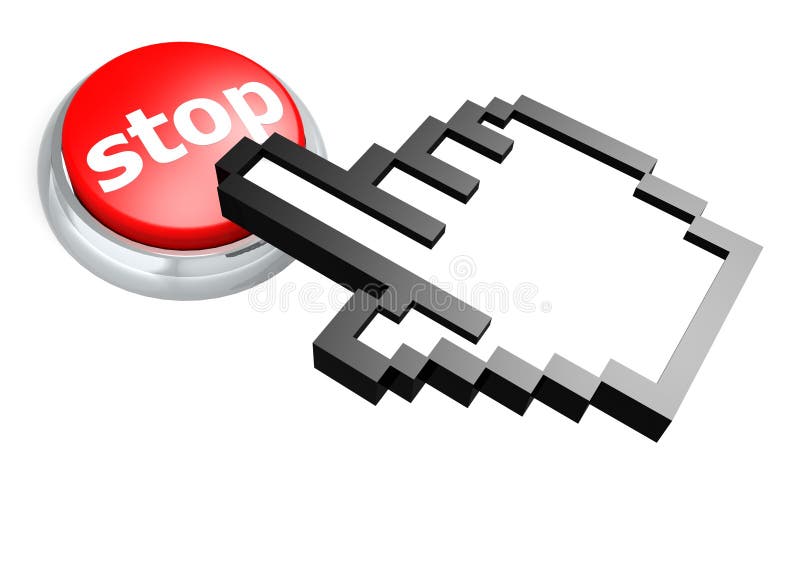 Stop Button with Hand Cursor Stock Illustration - Illustration of ...