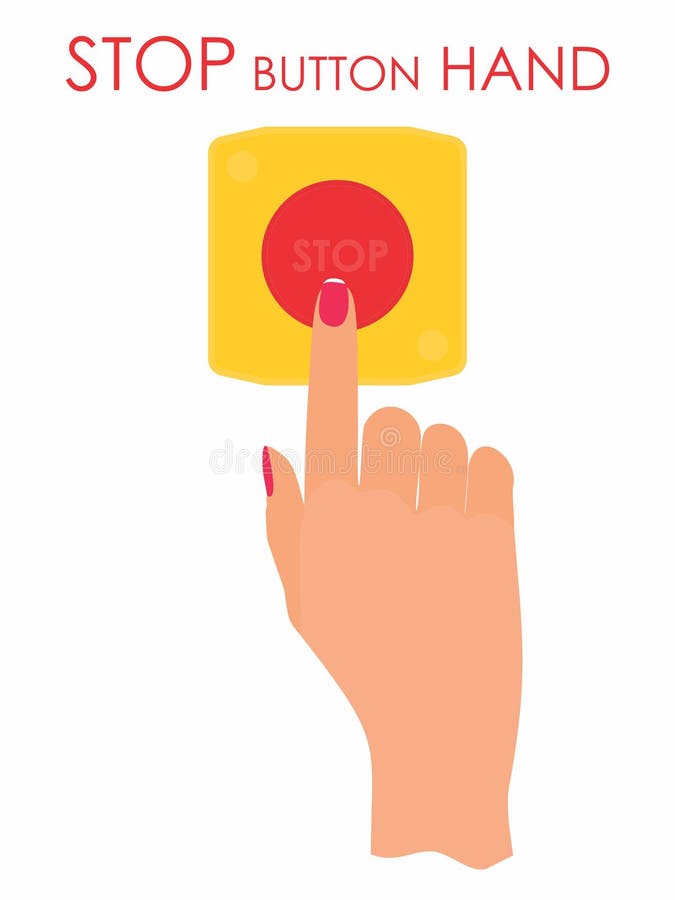 Stop Button Icon Colored with Hand Stock Vector - Illustration of icon ...