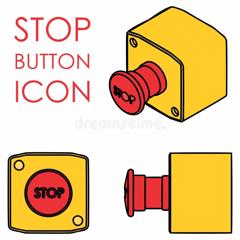 Stop button icon colored stock vector. Illustration of hand - 123697881