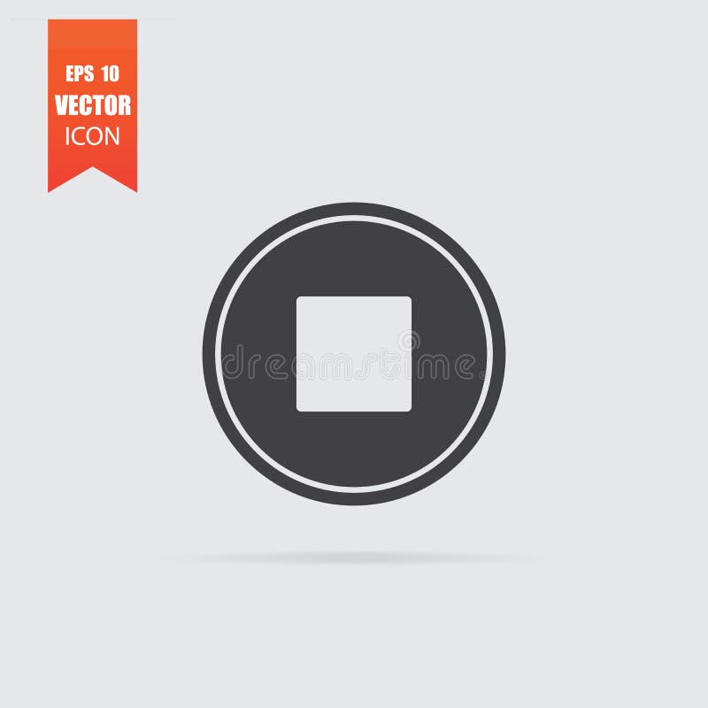 Stop Button Icon in Flat Style Isolated on Grey Background Stock Vector ...