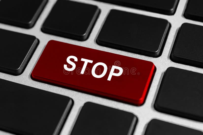 Stop button on keyboard stock photo. Image of piracy - 38400380