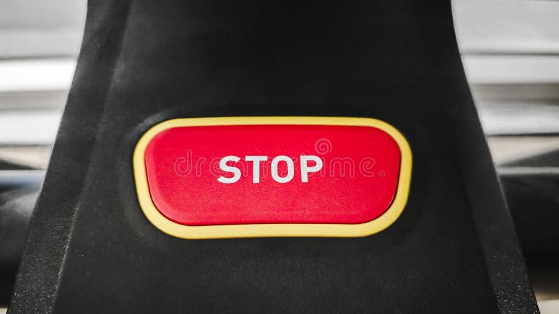 The Stop Button on the Treadmill is in Close-up Stock Photo - Image of ...