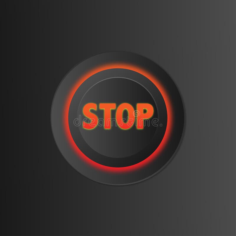 STOP Button in Vivid Electric Red and Yellow Colors. 3D Effect in ...