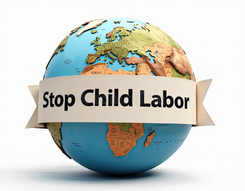 Stop Child Labor Global Action Needed Stock Illustration - Illustration ...