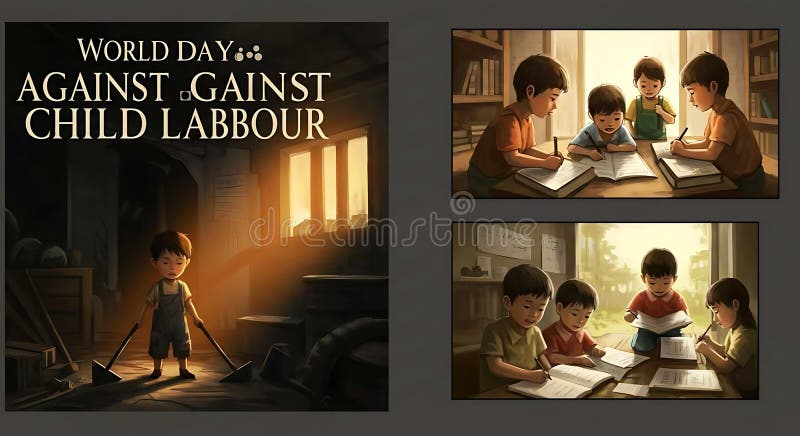 Stop Child Labor – Let Them Dream Stock Illustration - Illustration of ...