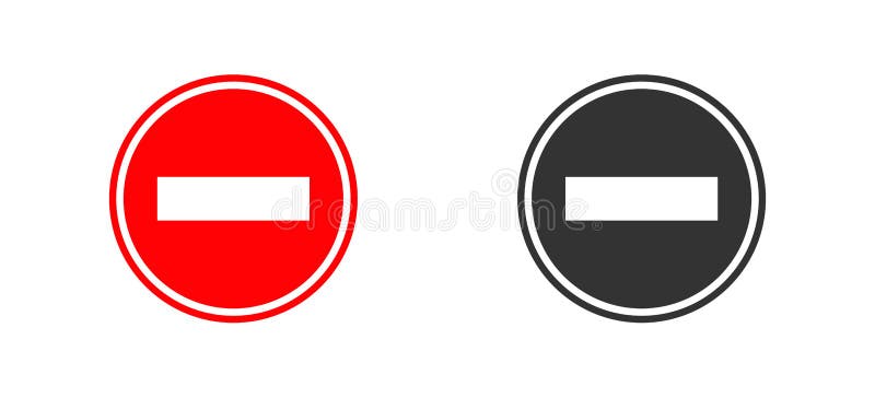 Stop Circle Road Sign. Red and Black Icon in Flat. Isolated Vector ...