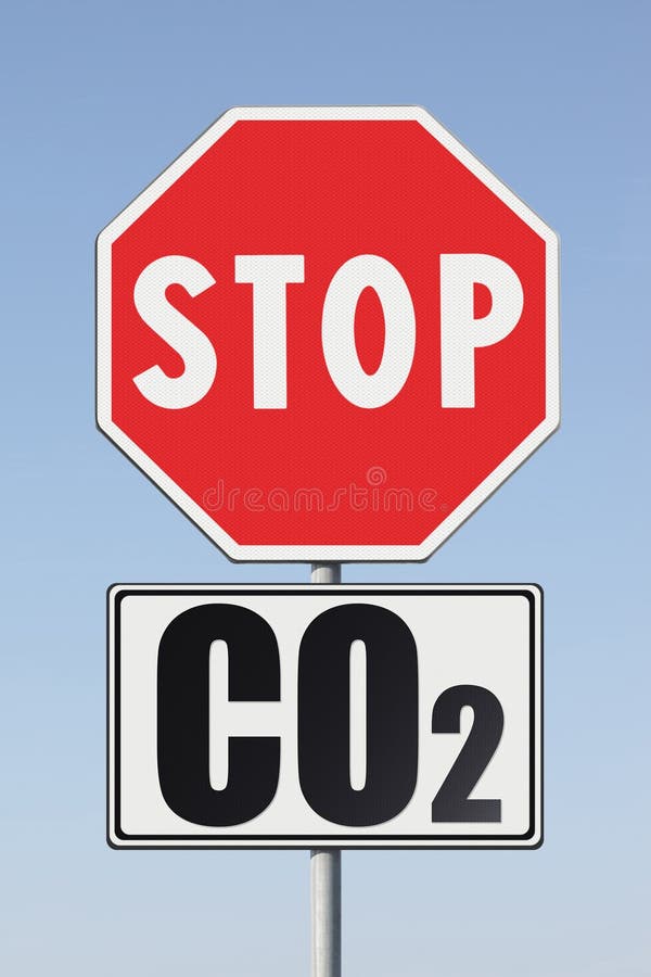 Stop Co2 Written on Roadsign - Concept Image on Blue Background Stock ...
