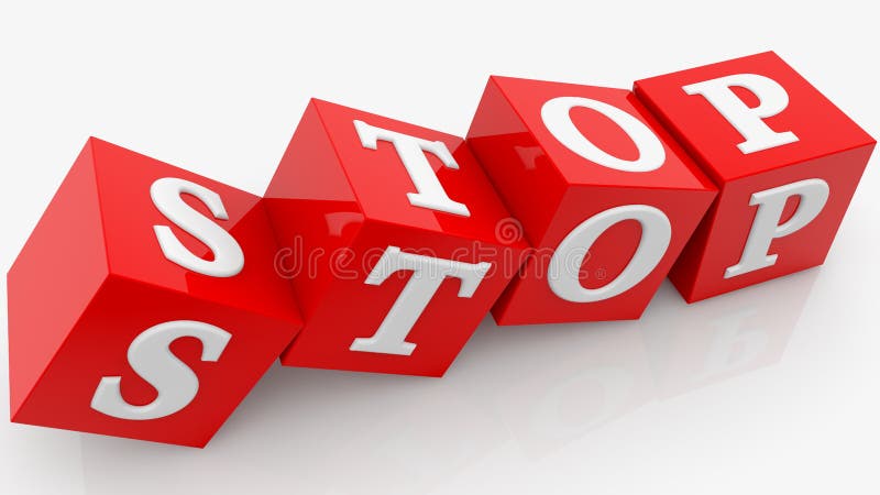 Stop Concept on Cubes in Red Stock Illustration - Illustration of ...