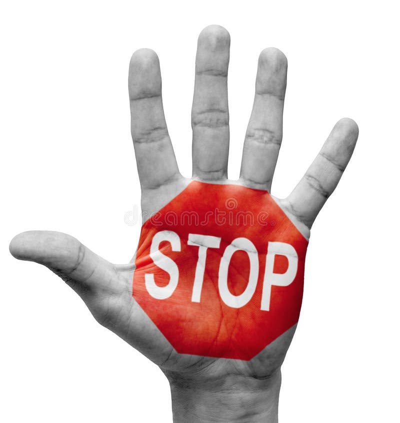Open Hand Raised, Stop Serial Killer Sign Painted Stock Photo - Image ...