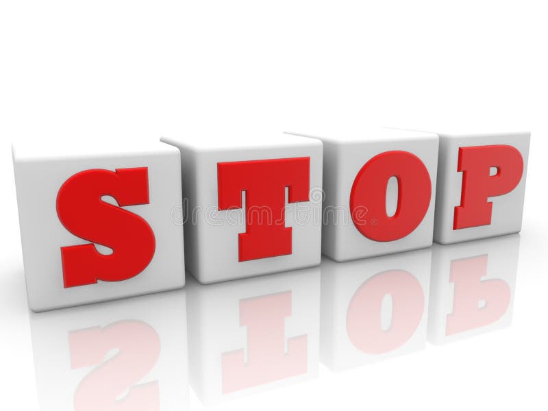 Stop Concept on White Toy Cubes Stock Illustration - Illustration of ...