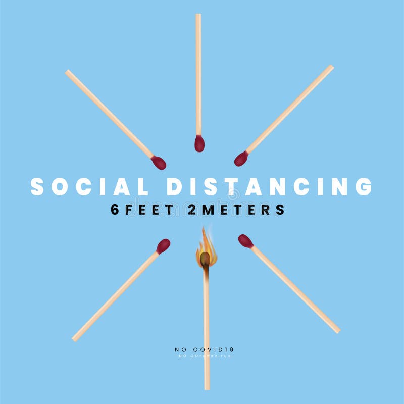 Social Safe Distance and Stop Covid-19 Match Fire Stock Vector ...