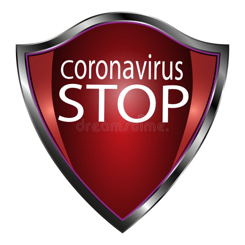 Stop Coronovirus. Covid-19. Red Shield with an Inscription on a White ...