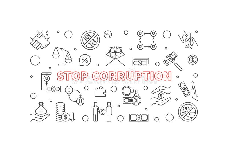 Stop Corruption Concept Vector Outline Horizontal Banner Stock ... Stop Corruption Concept Vector Outline Horizontal Banner Stock ...