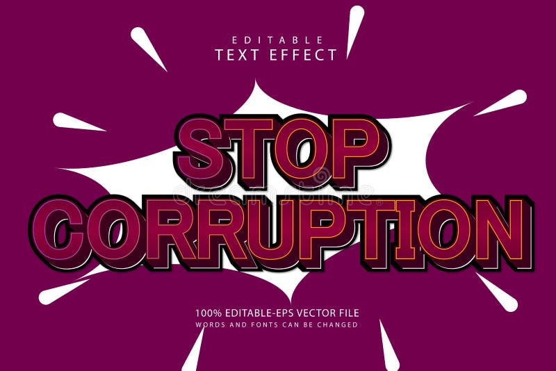Stop Corruption Editable Text Effect 3 Dimension Cartoon Style Stock ...