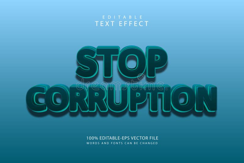 Stop Corruption Editable Text Effect 3 Dimension Emboss Modern Style ...