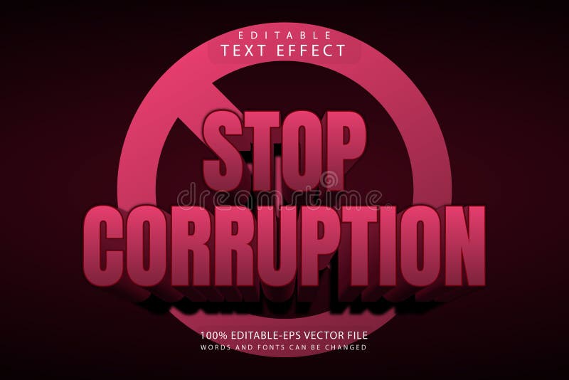 Stop Corruption Editable Text Effect 3 Dimension Emboss Modern Style ...