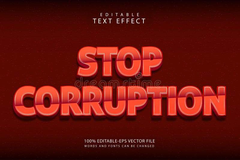Stop Corruption Editable Text Effect 3 Dimension Emboss Retro Style ...