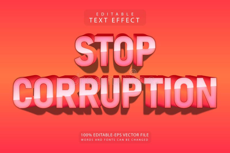 Stop Corruption Editable Text Effect 3 Dimension Modern Style Stock ...