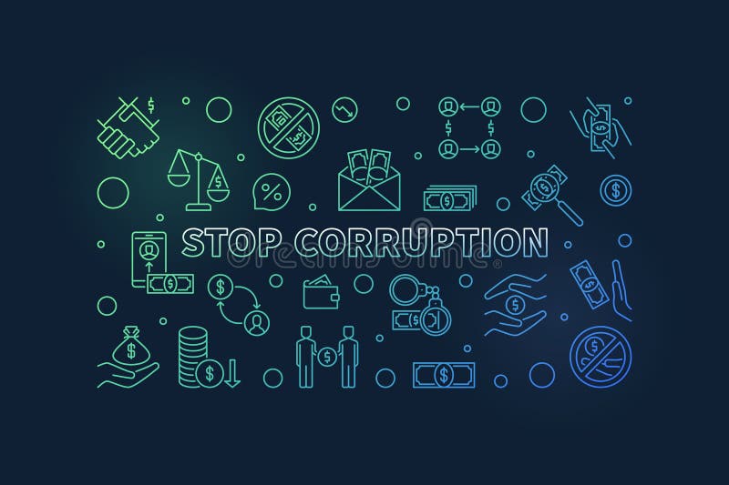 Stop Corruption Vector Outline Round Concept Minimal Banner Stock ...