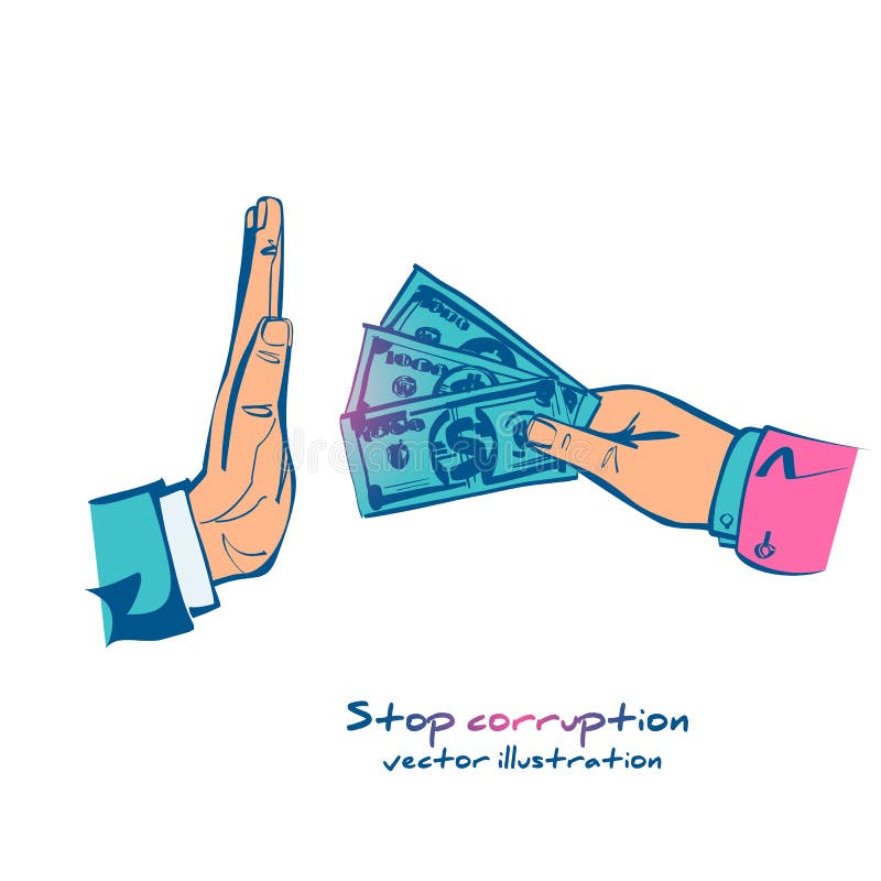 Stop Corruption Sketch Icon. Vector Illustration, Flat Design Style ...