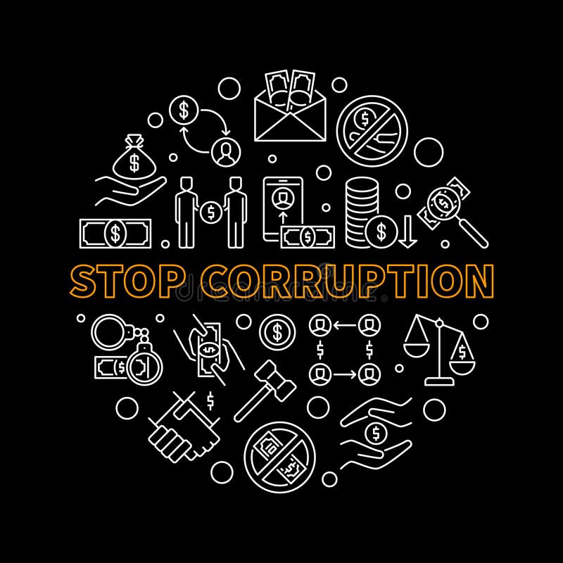 Stop Corruption Vector Outline Round Concept Minimal Banner Stock ...