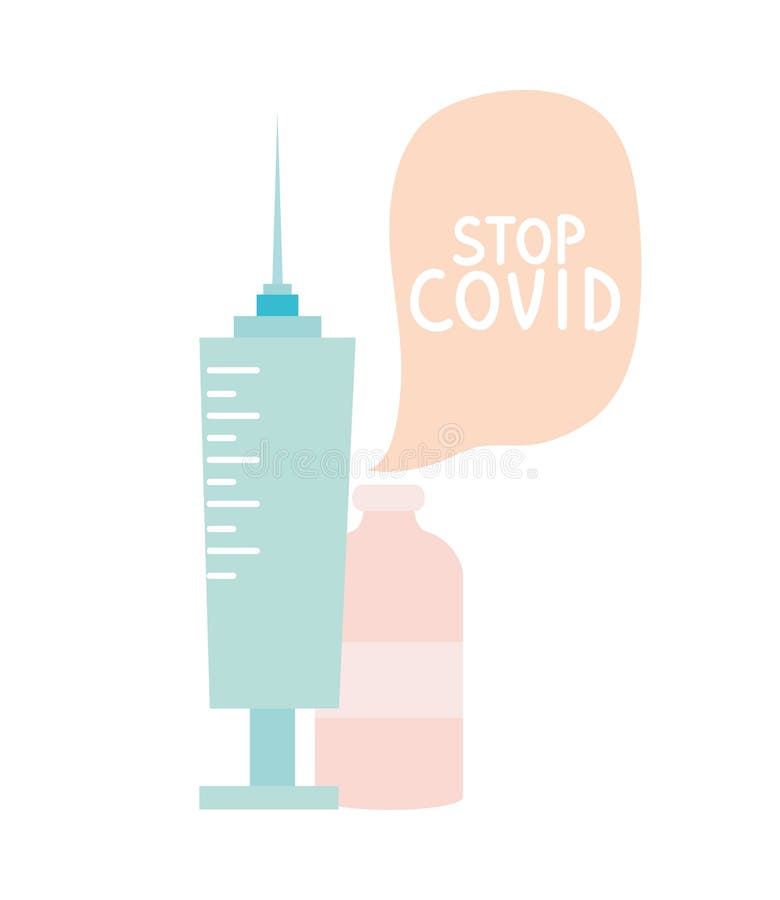 Stop covid medicine stock vector. Illustration of syringe - 223455405
