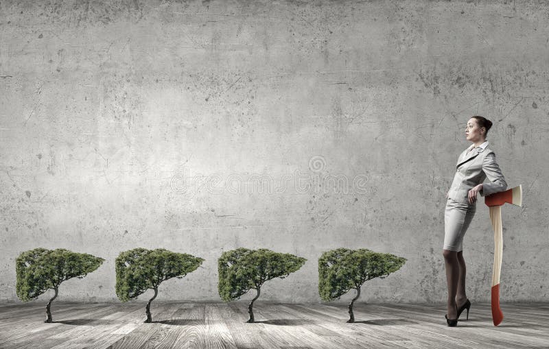 Stop cutting trees stock photo. Image of woman, plant - 56135718