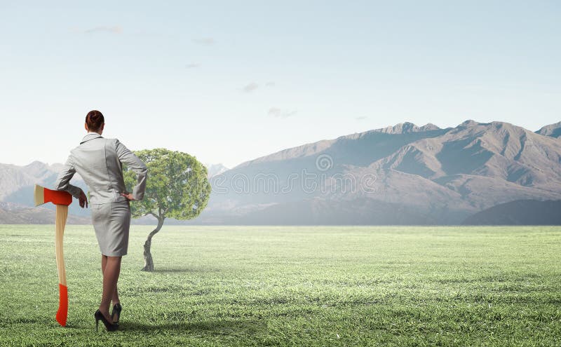 Stop cutting trees stock photo. Image of concept, woman - 56136100