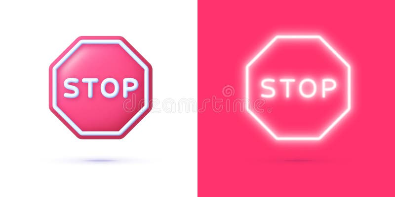 Stop 3D Icon on White Background. Isolated Vector Sign Symbol Stock ...
