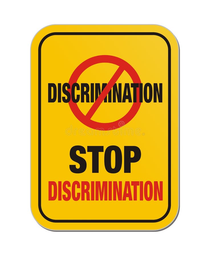 Stop Discrimination Yellow Sign Stock Illustration - Illustration of ...