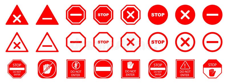 Stop and Do Not Enter Sign Collection in Red Stock Vector ...