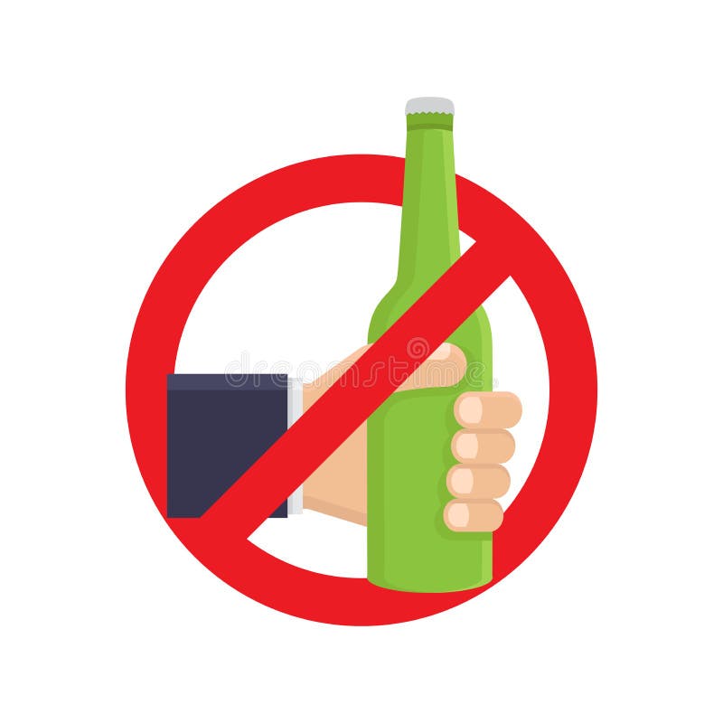 Stop Drinking Alcohol Flat Design Stock Vector - Illustration of booze ...
