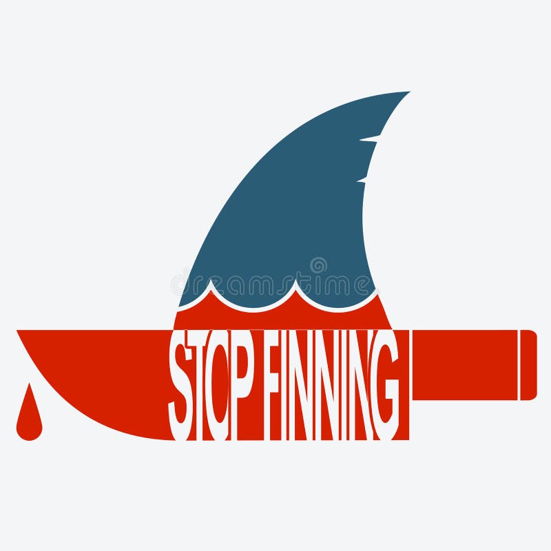 Stop Finning.Vector Symbol of Safe Sharks Stock Vector - Illustration ...