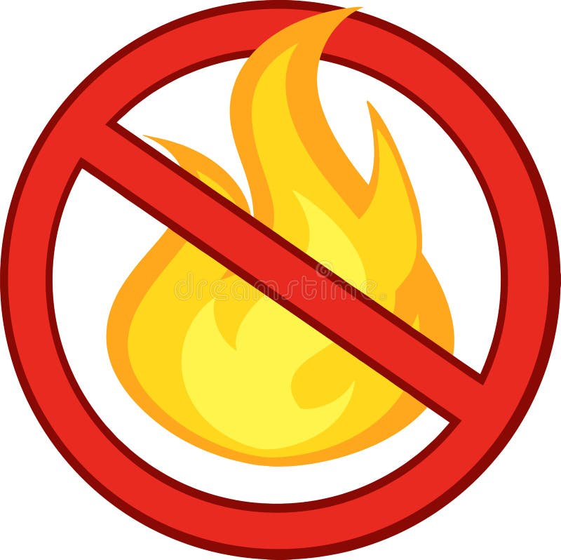 Stop Fire Sign with Burning Flame Stock Vector - Illustration of ...