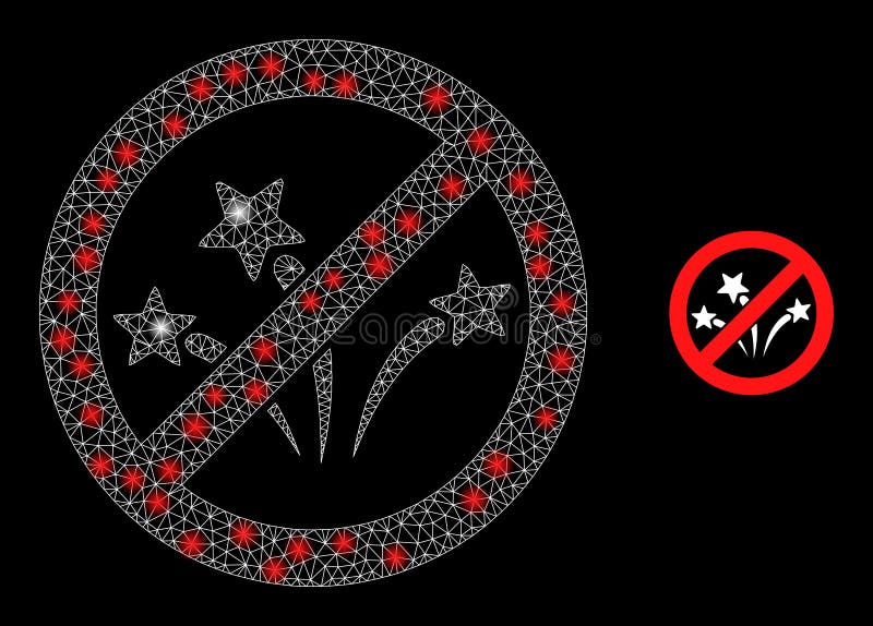 Stop Fireworks Icon - Carcass Mesh with Lightspots Stock Vector ...