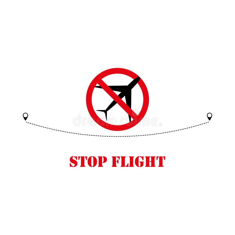 Stop Flight Icon, Flight Cancelled Vector, Flight Ban, Flight ...