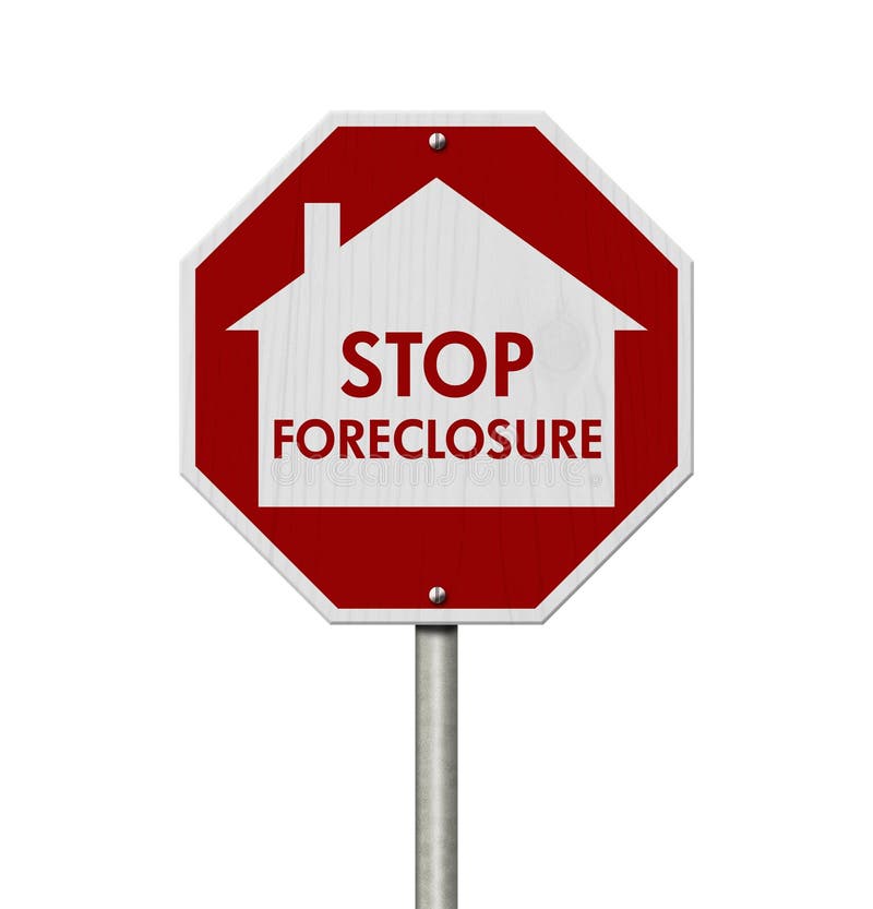 Stop Foreclosure Message with House on Red Street Stop Sign Stock Photo ...