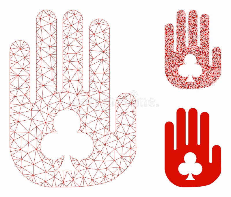 Stop Gambling Hand Vector Mesh Carcass Model and Triangle Mosaic Icon ...