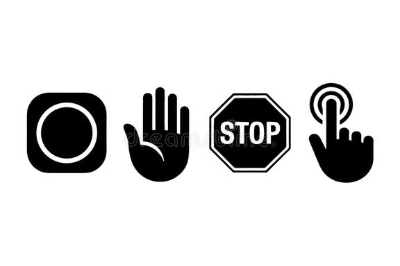 Stop Gesture Symbols Button Click Hand Signals Set Stock Illustration ...