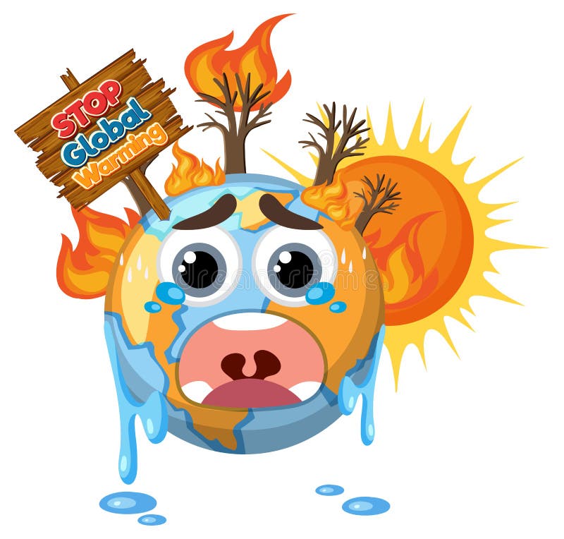 Stop Global Warming with Crying Earth Concept Stock Vector ...
