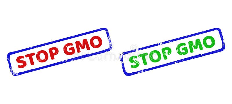STOP GMO Bicolor Rough Rectangular Stamp Seals with Unclean Textures ...