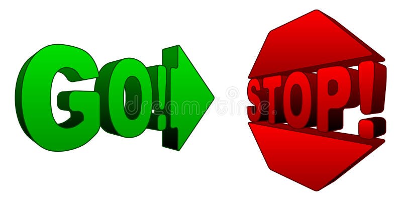 Stop and Go 3D symbols stock vector. Illustration of transportation ...