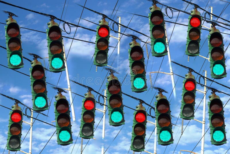 Stop and Go Lights stock photo. Image of auto, cloudscape - 4127736