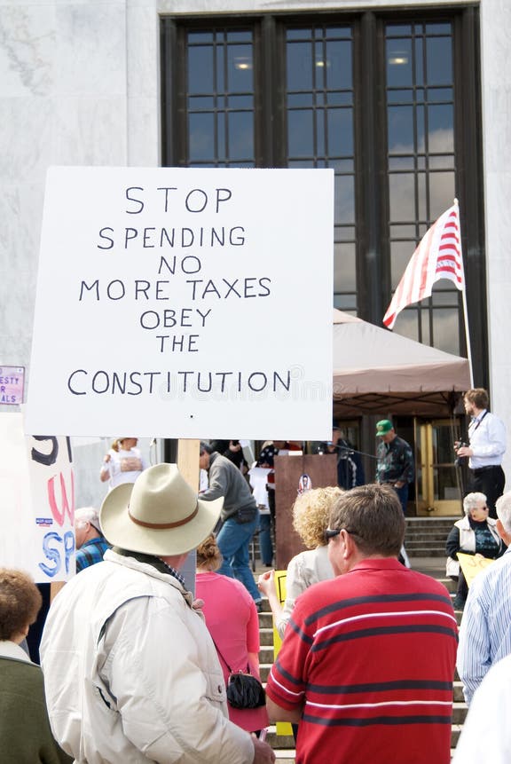 Stop Government Spending Protest Sign. Editorial Photography - Image of ...