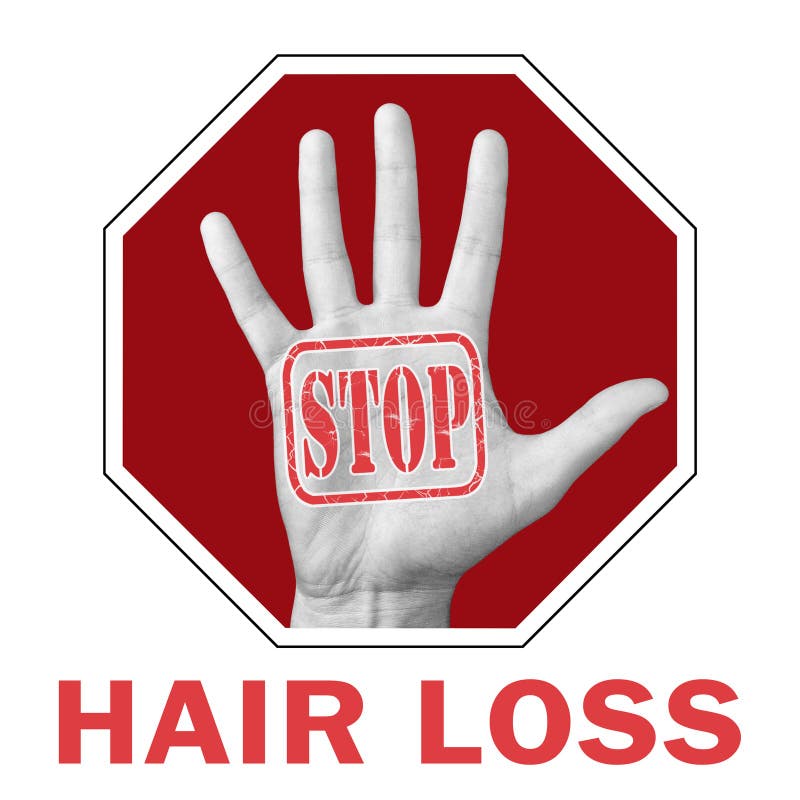 Open Hand with the Text Stop Hair Loss Stock Illustration ...