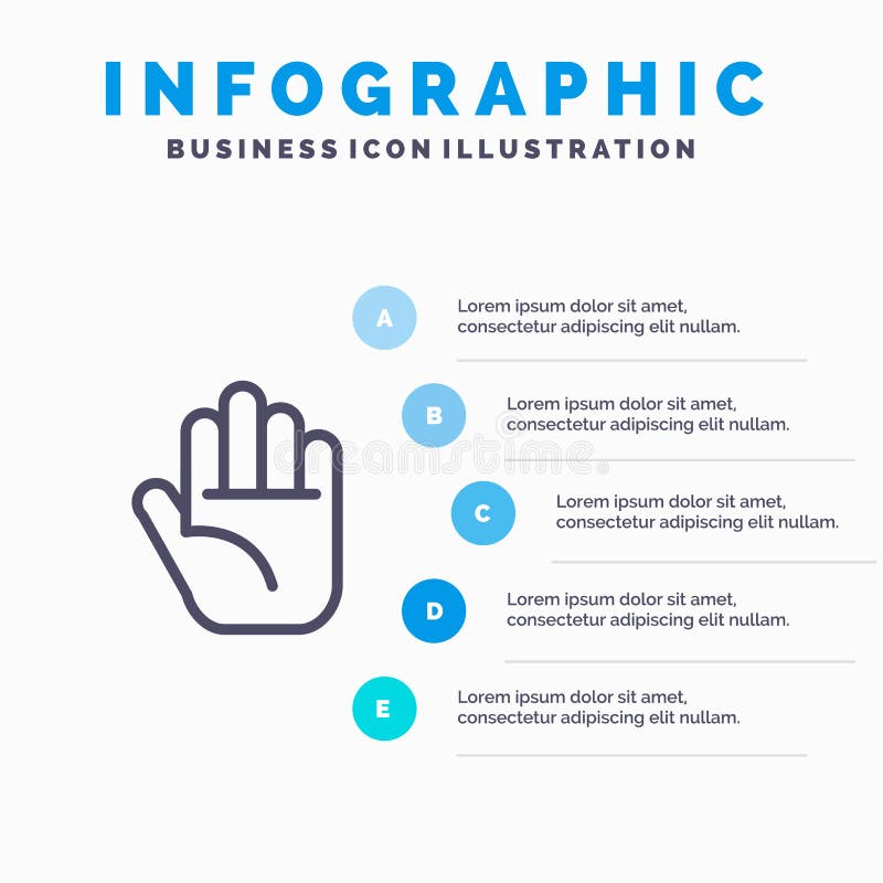Stop, Hand Blue Infographics Template 5 Steps. Vector Line Icon ...